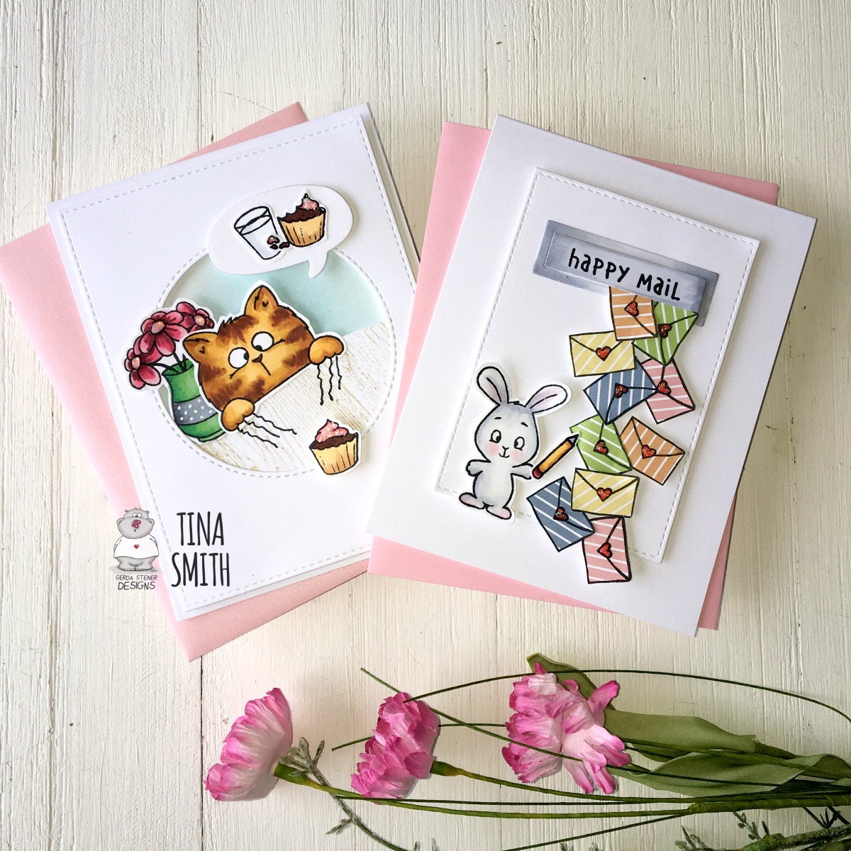 Gerda Steiner Designs – On the Table -Happy Mail Bunny | Cards and Coffee Time