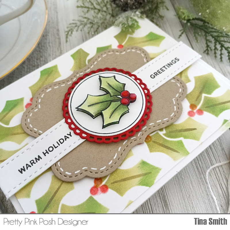 Pretty Pink Posh – Layered Holly Stencil | Cards and Coffee Time
