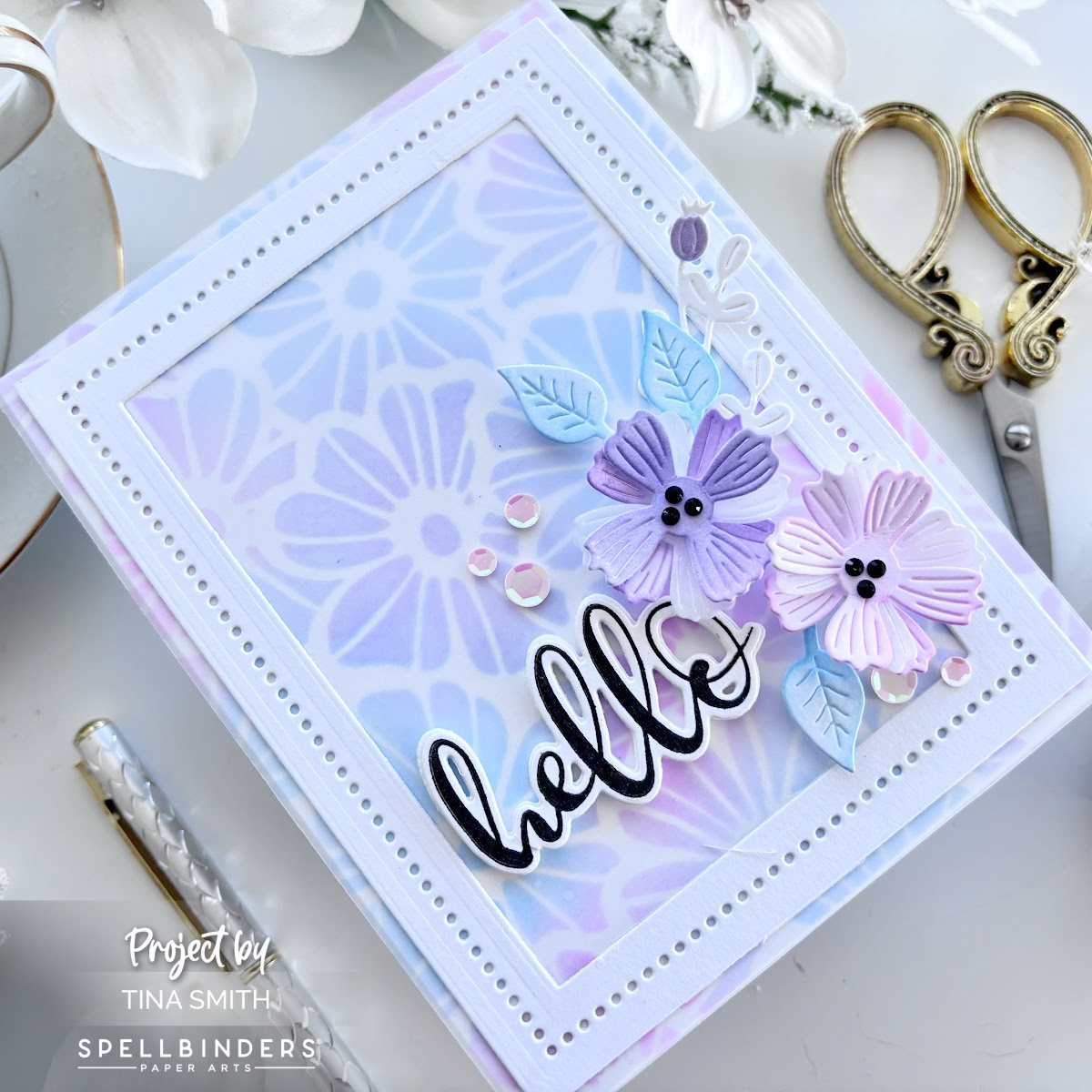 Spellbinders | Stencil of the Month Club Kit | February 2024 | Cards and Coffee Time