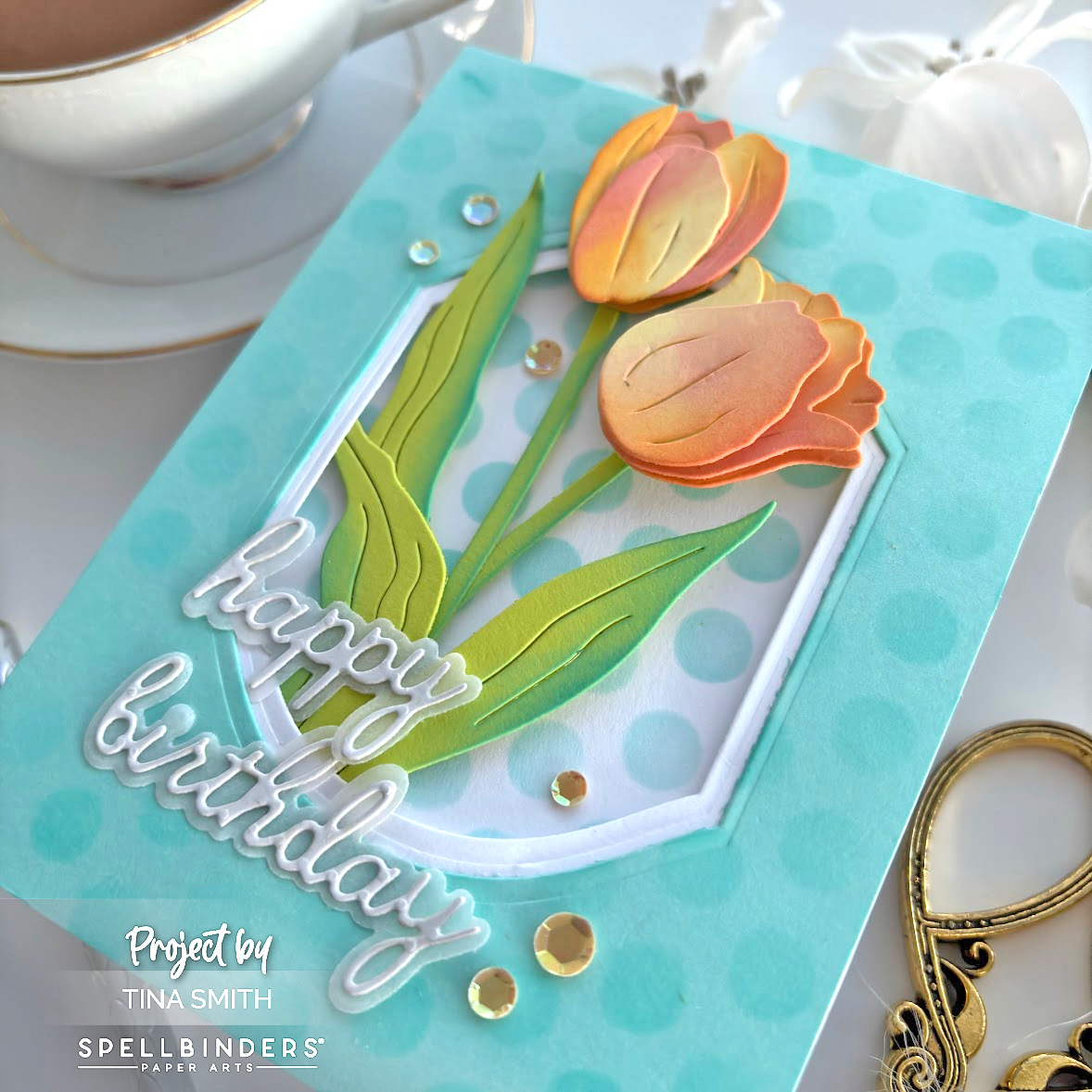 Spellbinders | Tulip Trio | Cards and Coffee Time