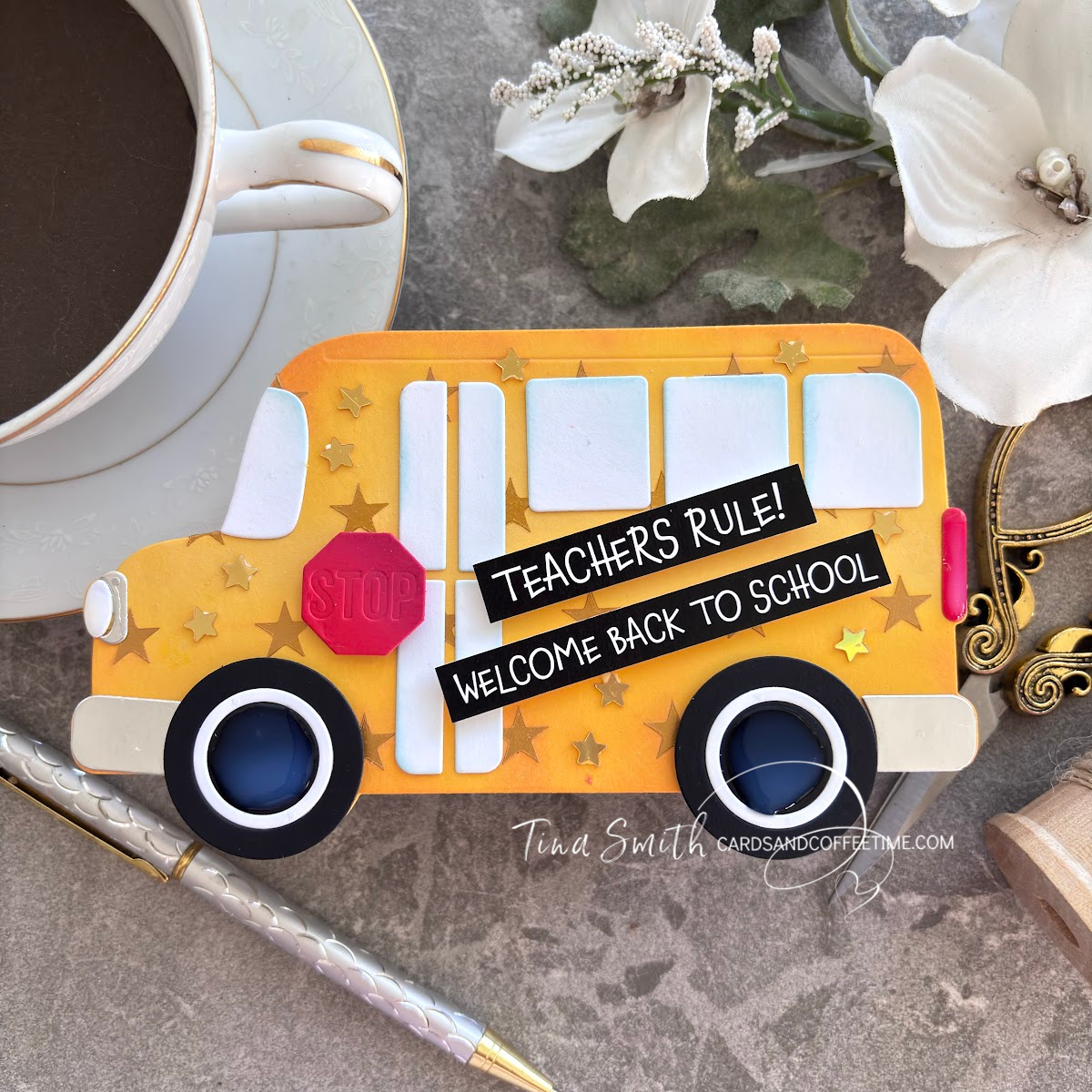 Easy Back to School Bus Card Tutorial | Cards and Coffee Time
