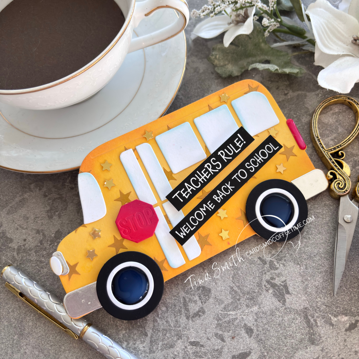 Easy Back to School Bus Card Tutorial | Cards and Coffee Time